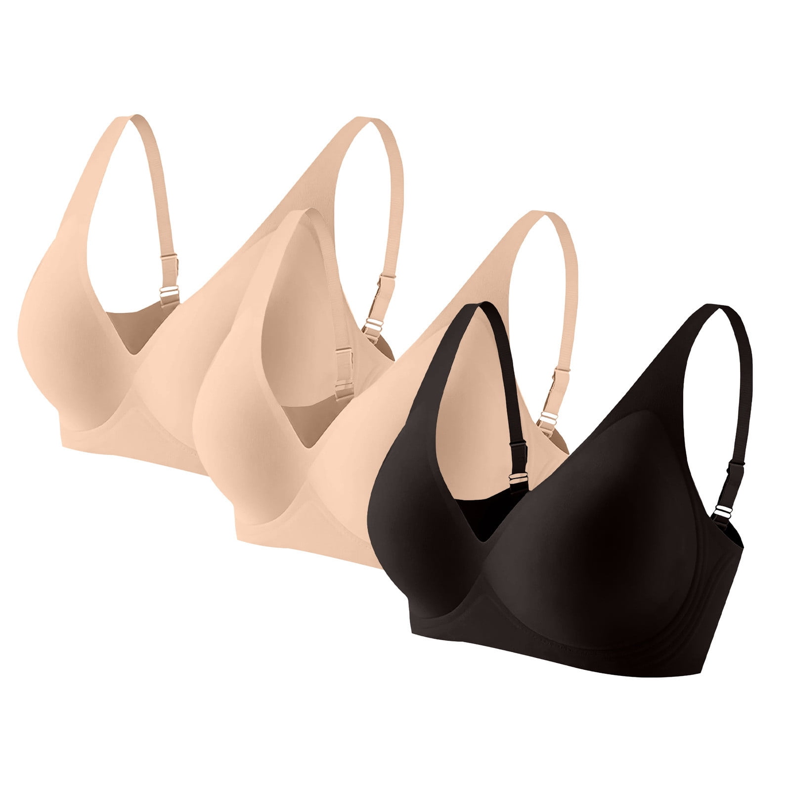 breaise 3 Pack Jelly Bras for Women Wireless Tshirt Bralettes Deep V ...