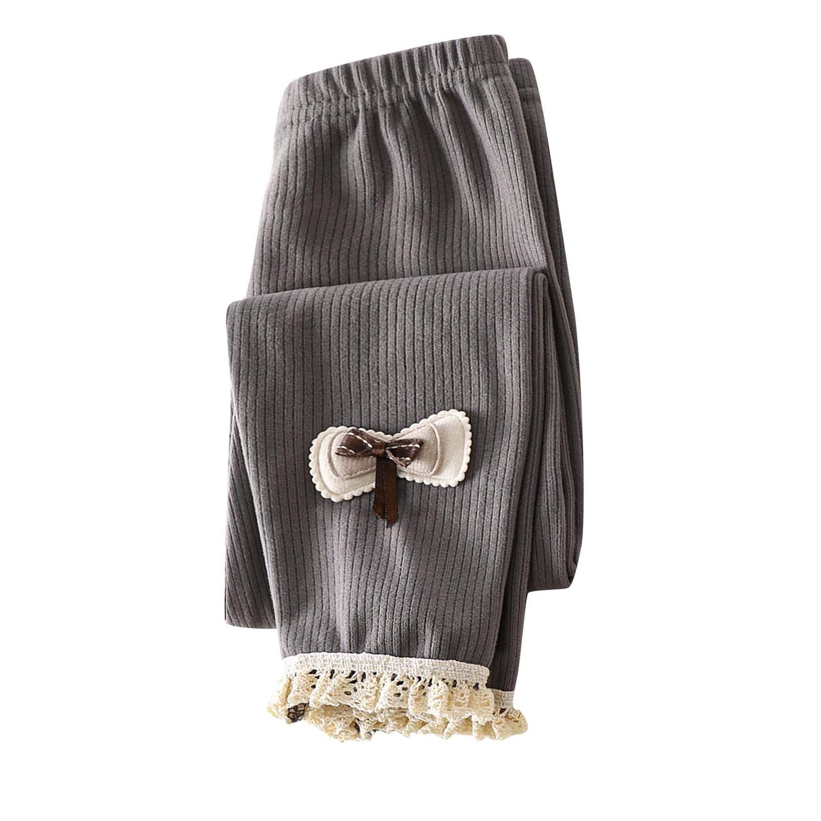breaise Baby Girl Pants Toddler Girl Solid Ribbed Pants with Lace Trim ...