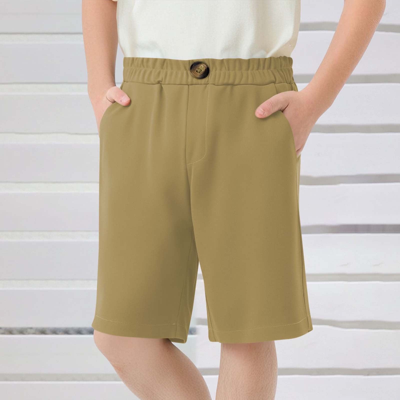 breaise Boys Elastic Waist Flat Front Shorts Kids School Uniform Golf ...