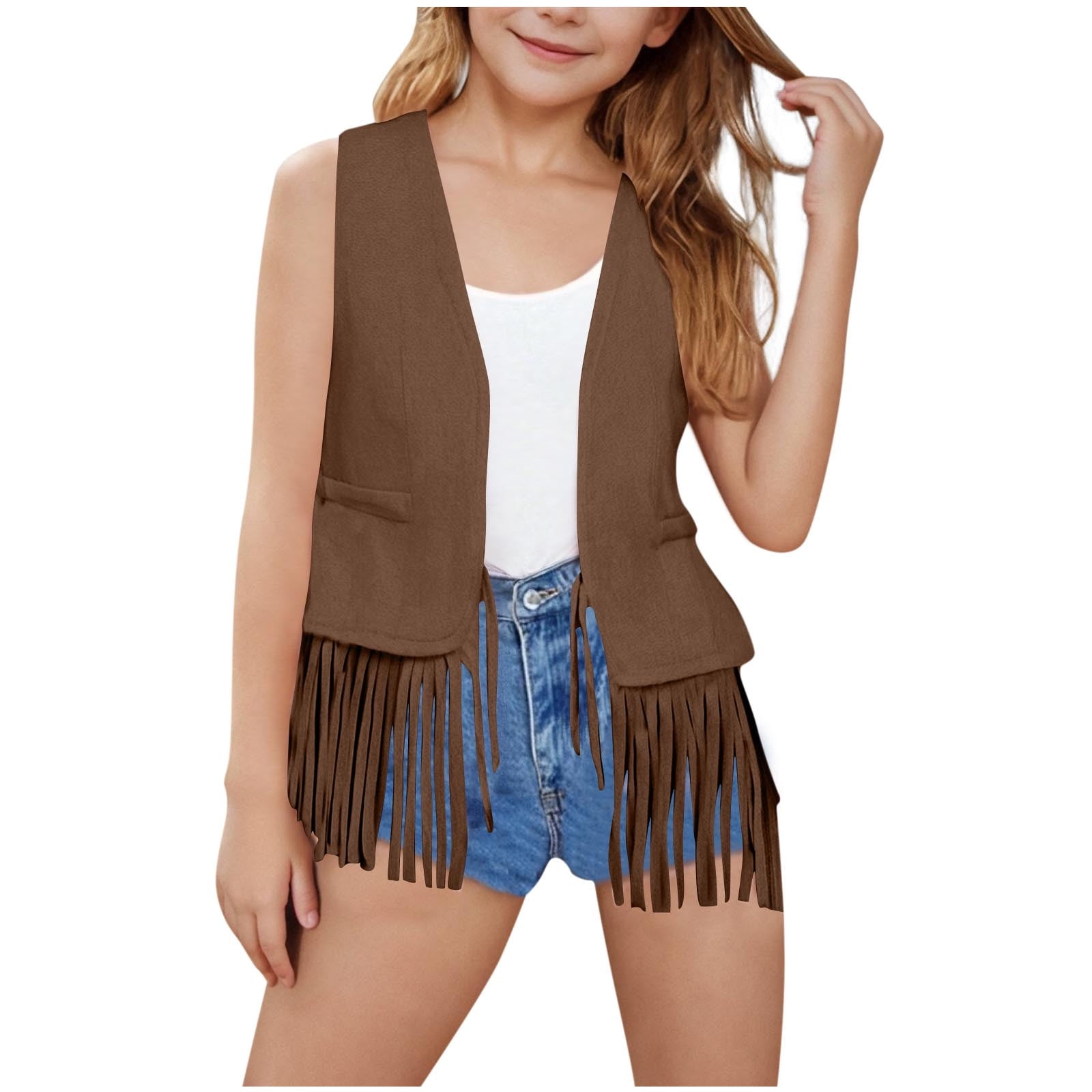 breaise Boys Girls Tassel Fringe Vest Leather Western Cowboy Dress ...