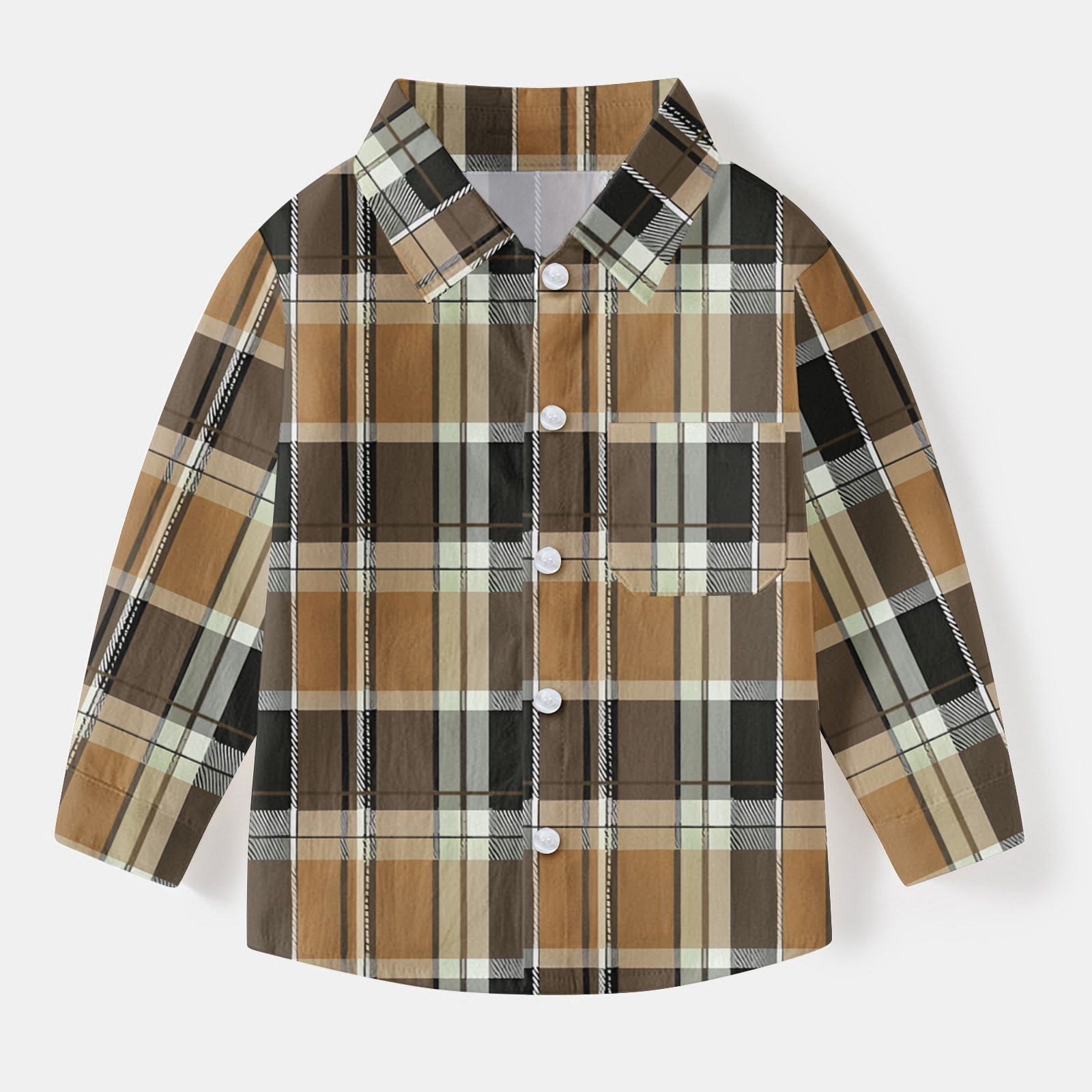 breaise Boys Long Sleeve Button-Down Shirt Kids Palid Dress Shirts Boys ...