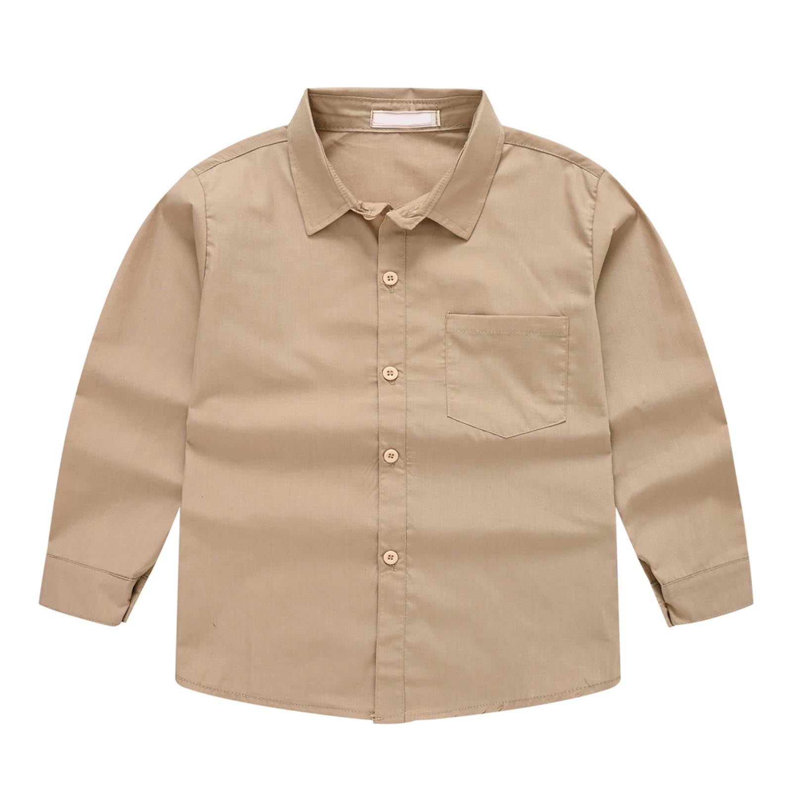 breaise Boys Long Sleeve Casual Button Down Shirts Collared Uniform ...