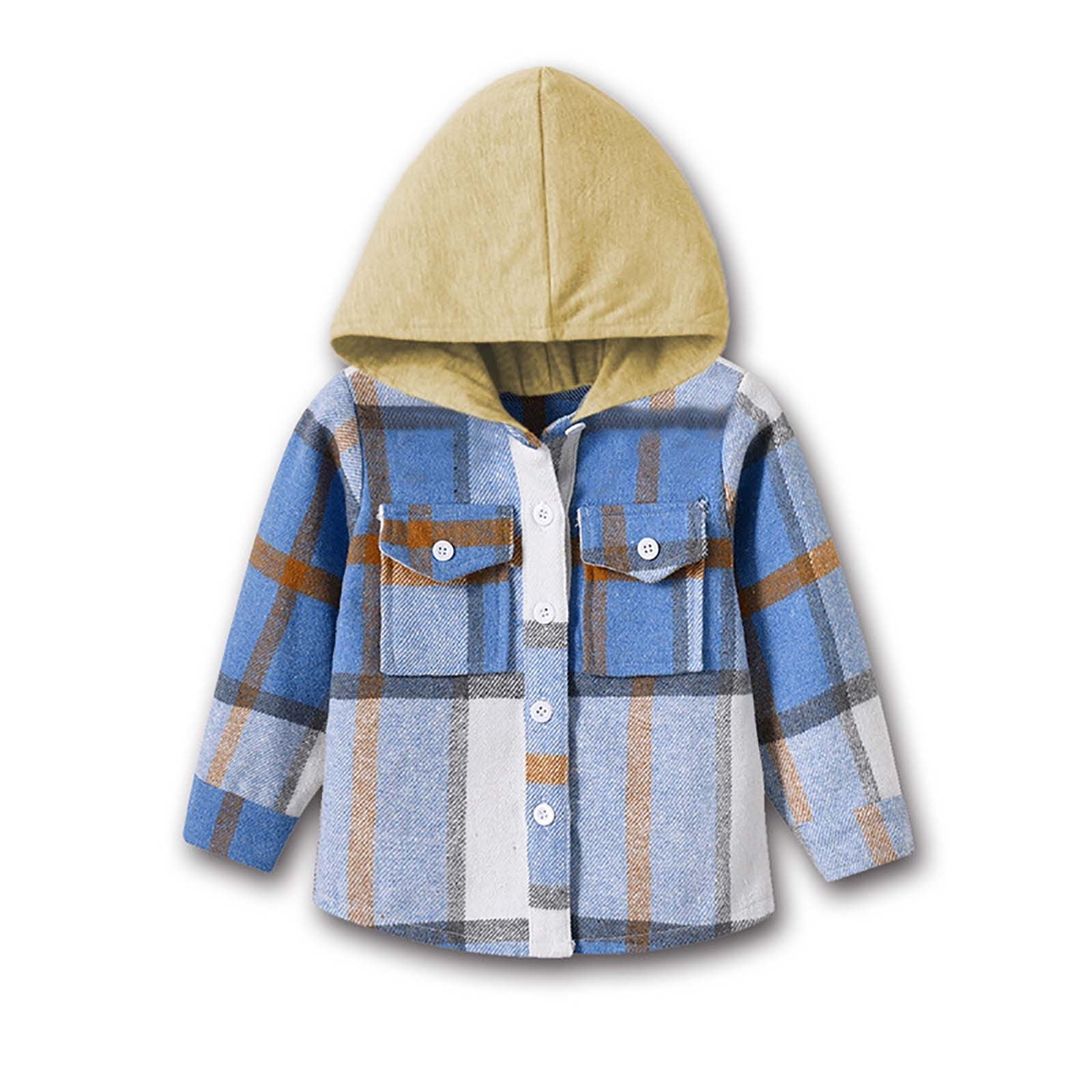 breaise Boys Plaid Hoodie Boy Girl Flannel Shirts Toddler Plaid Shacket ...
