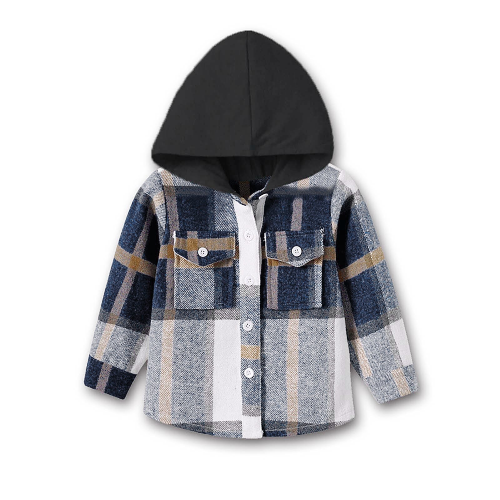 breaise Boys Plaid Hoodie Boy Girl Flannel Shirts Toddler Plaid Shacket ...