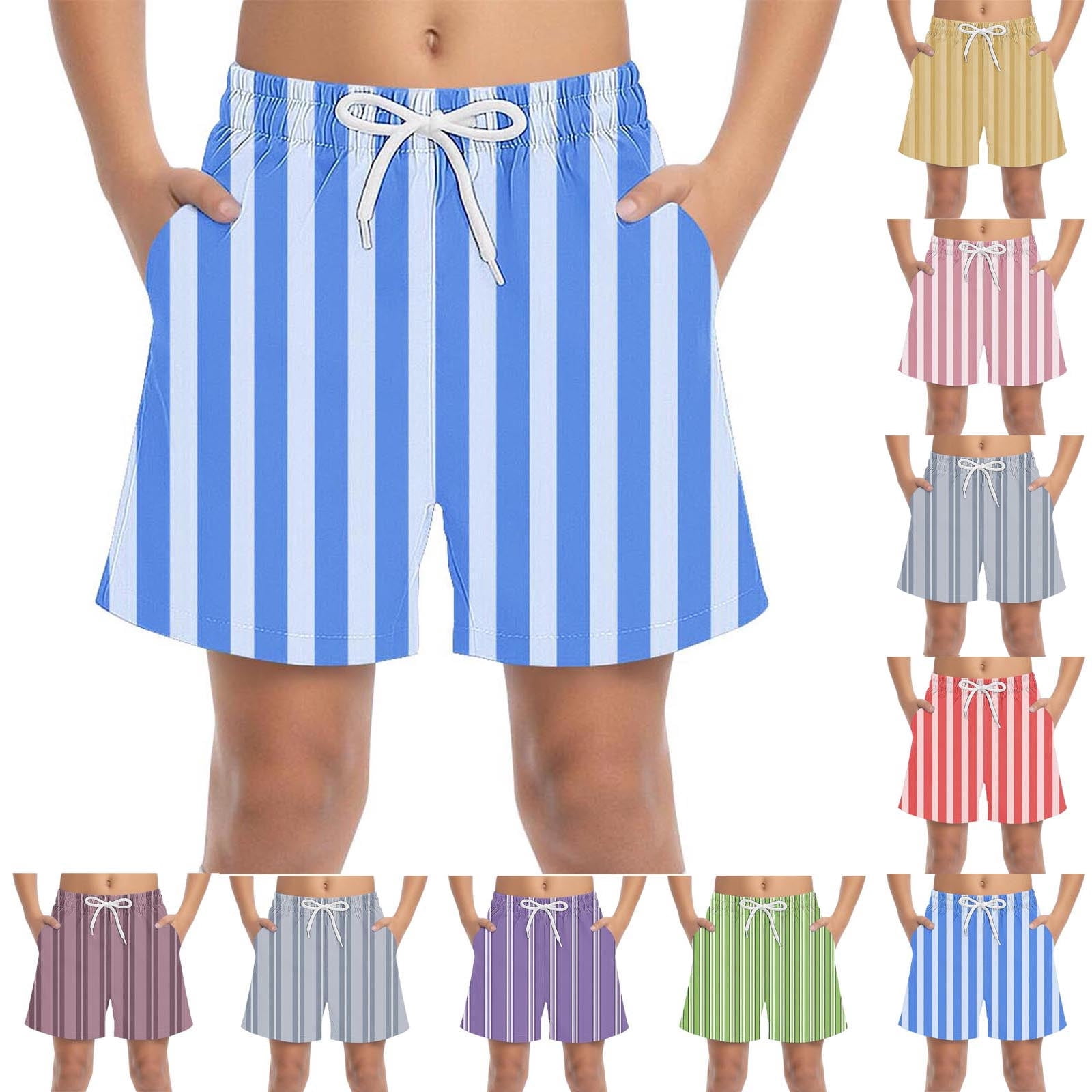 breaise Boys Swim Trunks Kids Summer Stripe Bathing Suit Quick Dry Swim ...
