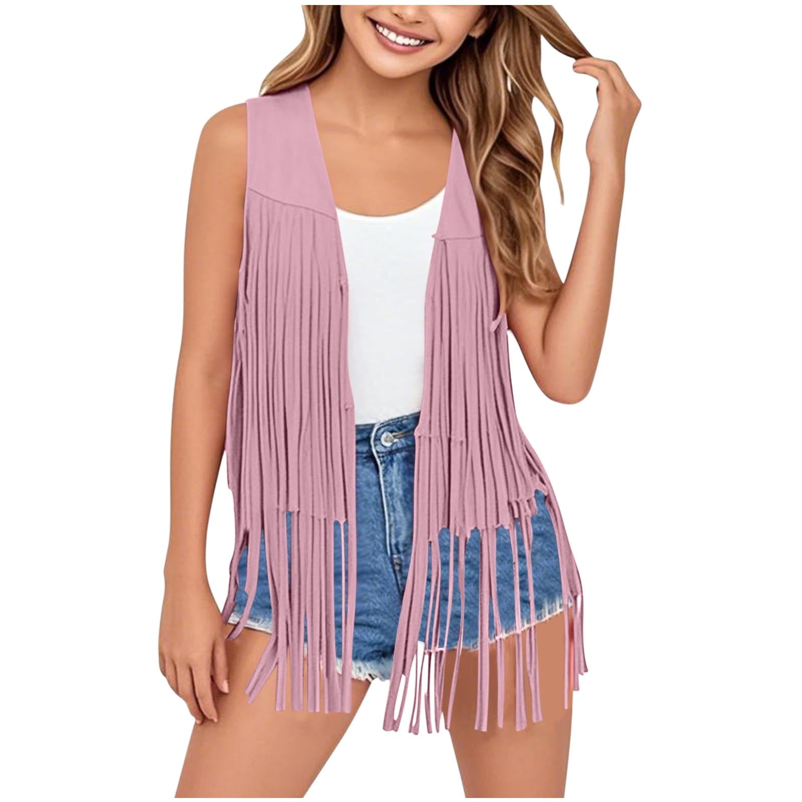breaise Boys and Girls Fringe Vest Kids Western Faux Suede Tassel ...
