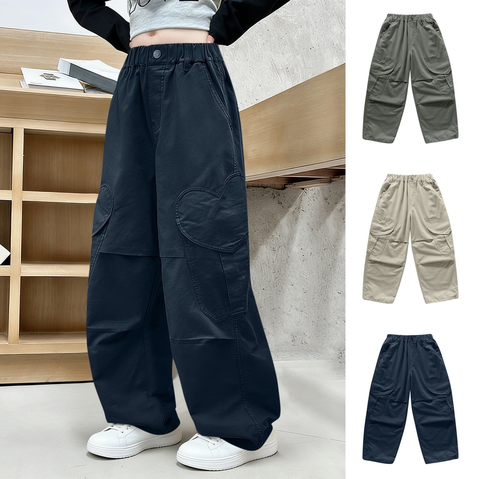 breaise Cargo Pants for Girls Boys Y2k Wide Leg Sweatpants High Waisted ...