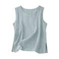 breaise Cotton Linen Tank Tops for Women Cute Crewneck Sleeveless Gauze ...