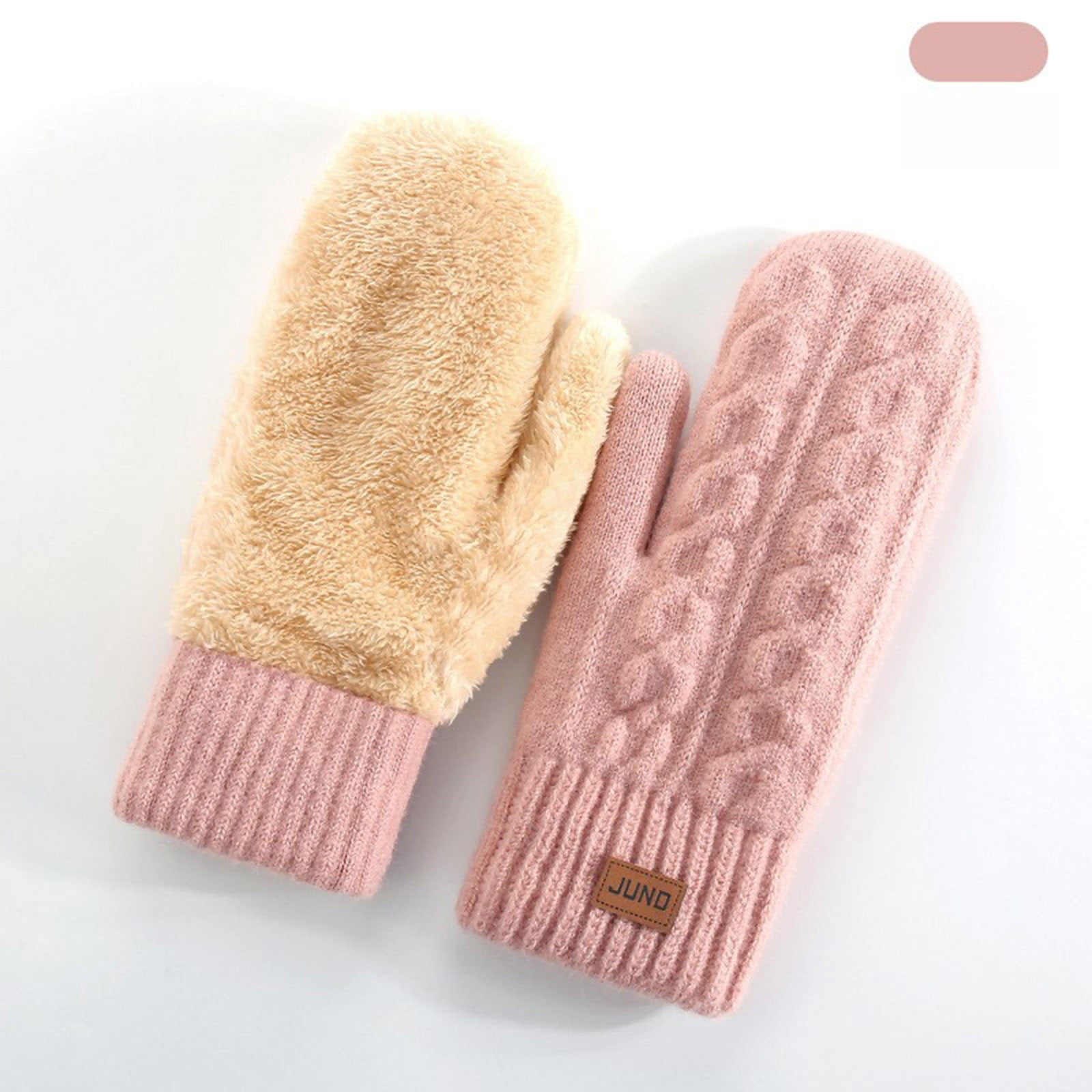 breaise Faux Fur Mittens Fingerless Gloves Convertible Gloves Fluffy ...