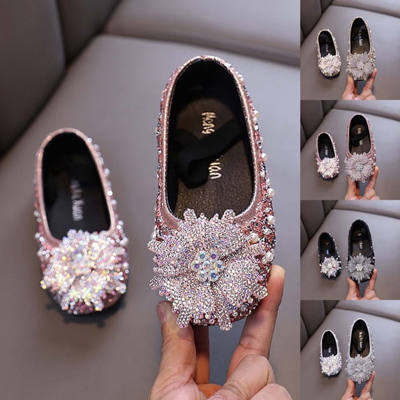 breaise Girl's Ballet Flats Non-Slip Soft Mary Jane Walking Party Dress ...