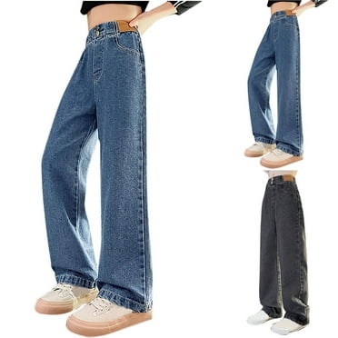 Dezsed Girls Jeans Baggy Wide Leg Cute Teen Denim Pants Junior Mid Rise ...