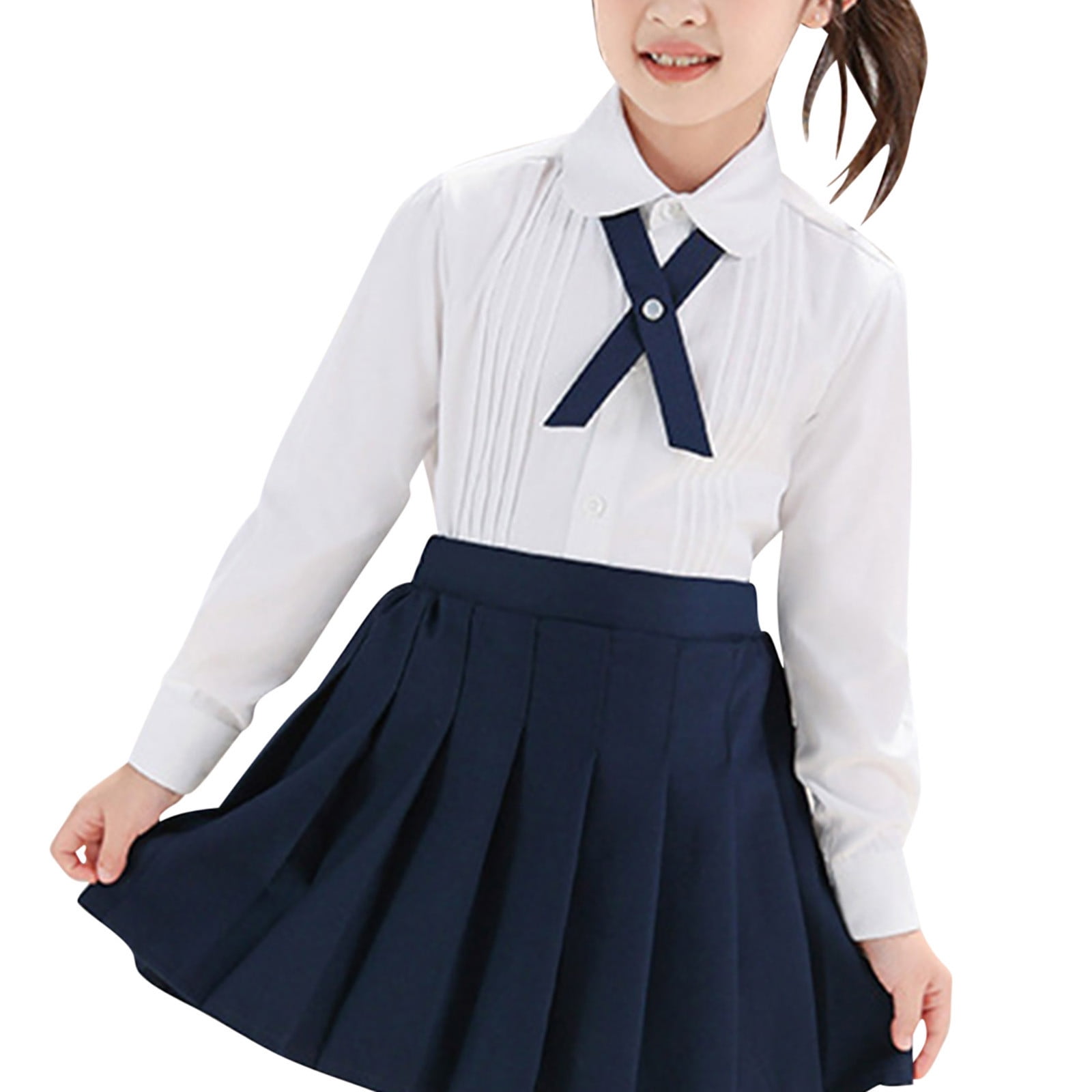 breaise Girls Button Down Shirts Dressy Long Sleeve Tshirt Pleated ...