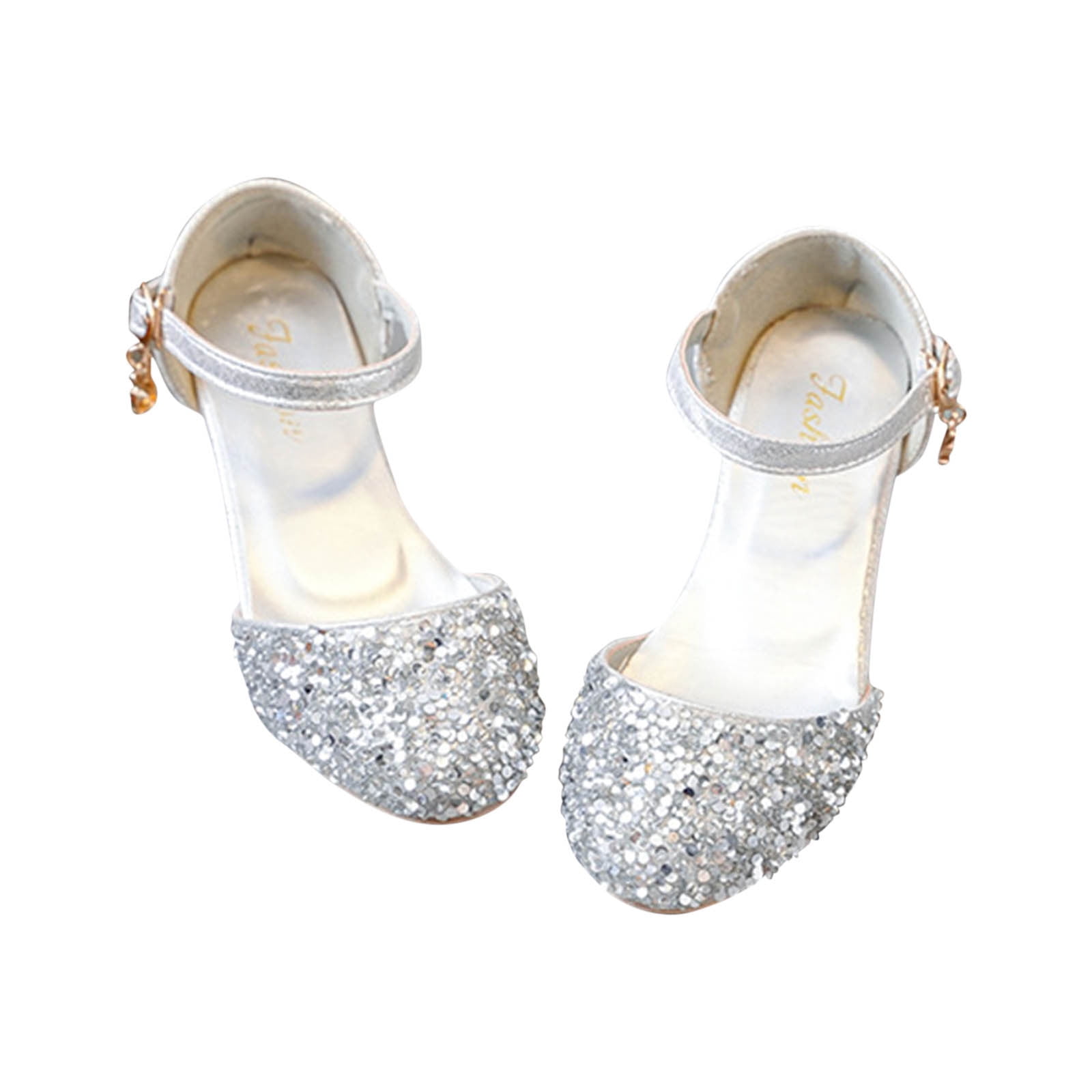 breaise Girls Dress Shoes Closed Toe High Heels Ankle Strap Flower Pump ...