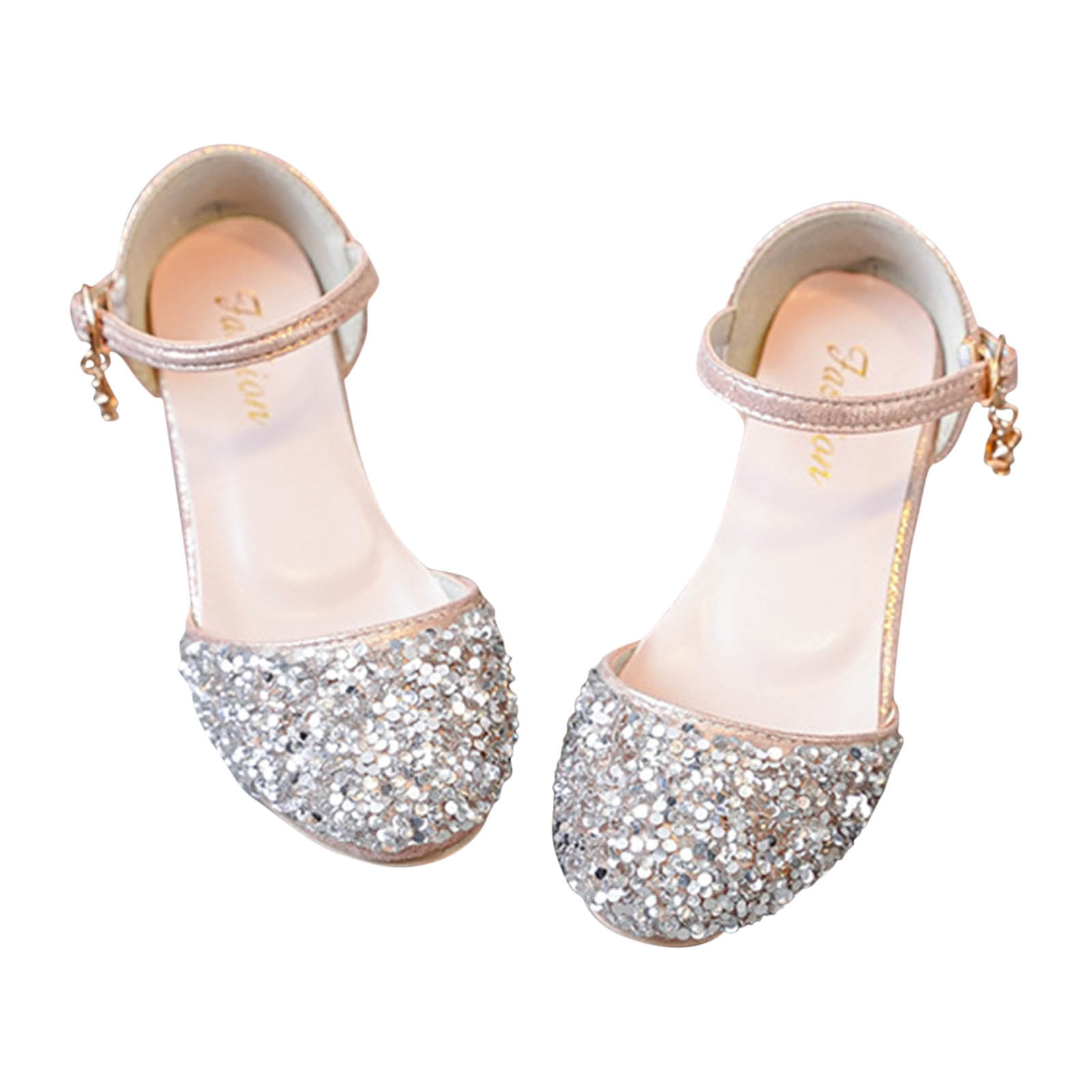 breaise Girls Dress Shoes Closed Toe High Heels Ankle Strap Flower Pump ...