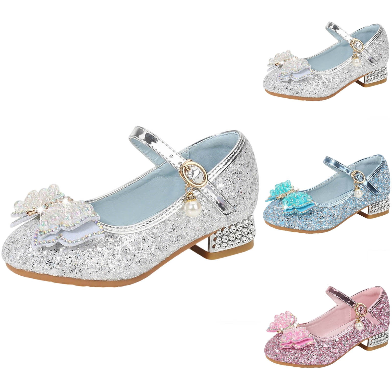 breaise Girls Dress Shoes Glitter Princess Pumps Shoe Flower Mary Jane ...
