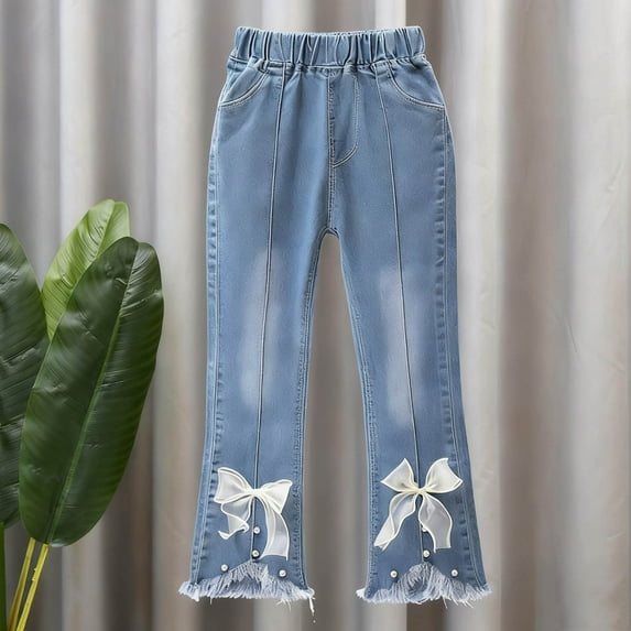 breaise Girls' Flare Jeans Trendy Elastic Waist Flared Denim Pant Y2K ...