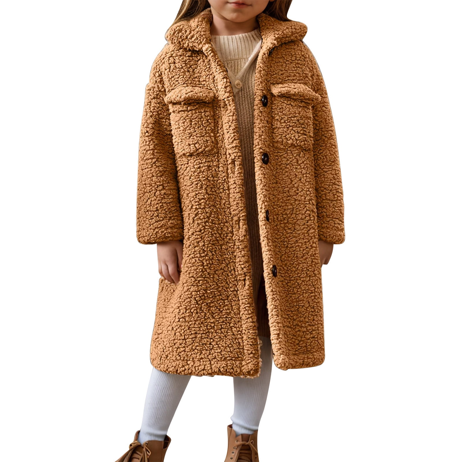 breaise Girls Fleece Jackets Winter Warm Sherpa Lined Coat Button Down ...