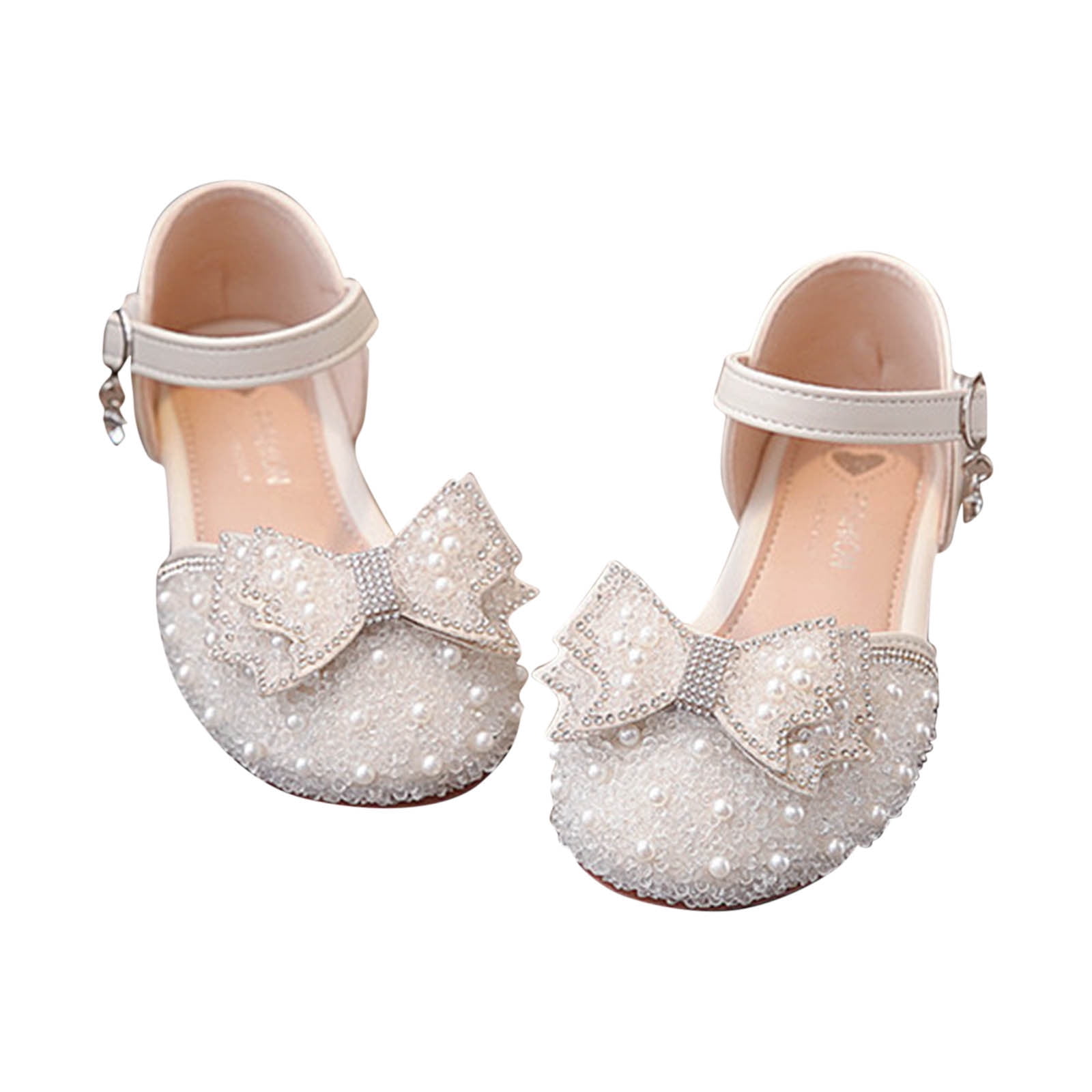 breaise Girls Glitter Ballet Flats Mary Janes Pearl Rhinestonesr ...