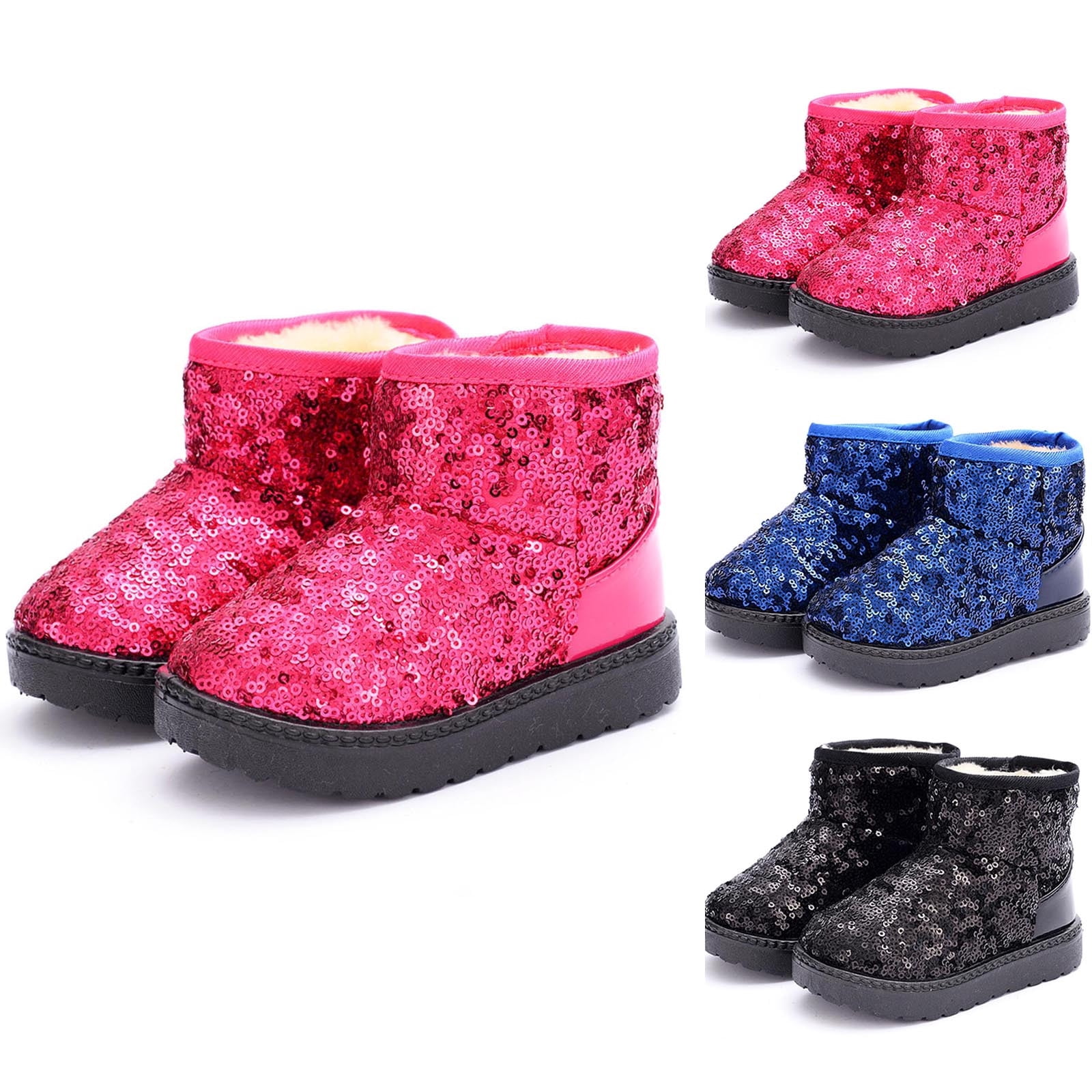 breaise Girls Glitter Snow Boots Toddler/Little Girls Warm Winter ...