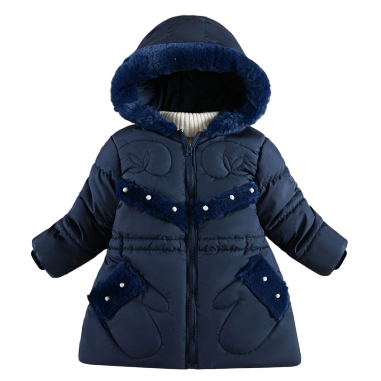 breaise Girls Hooded Snowsuit Printed Winter Warm Fur Collar Hooded Down Coat Windproof Puffer ...