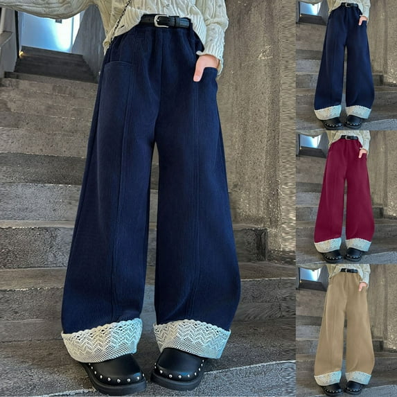 breaise Girls Jeans Kids Wide Leg High Waisted Elastic Denim Pants Cute ...