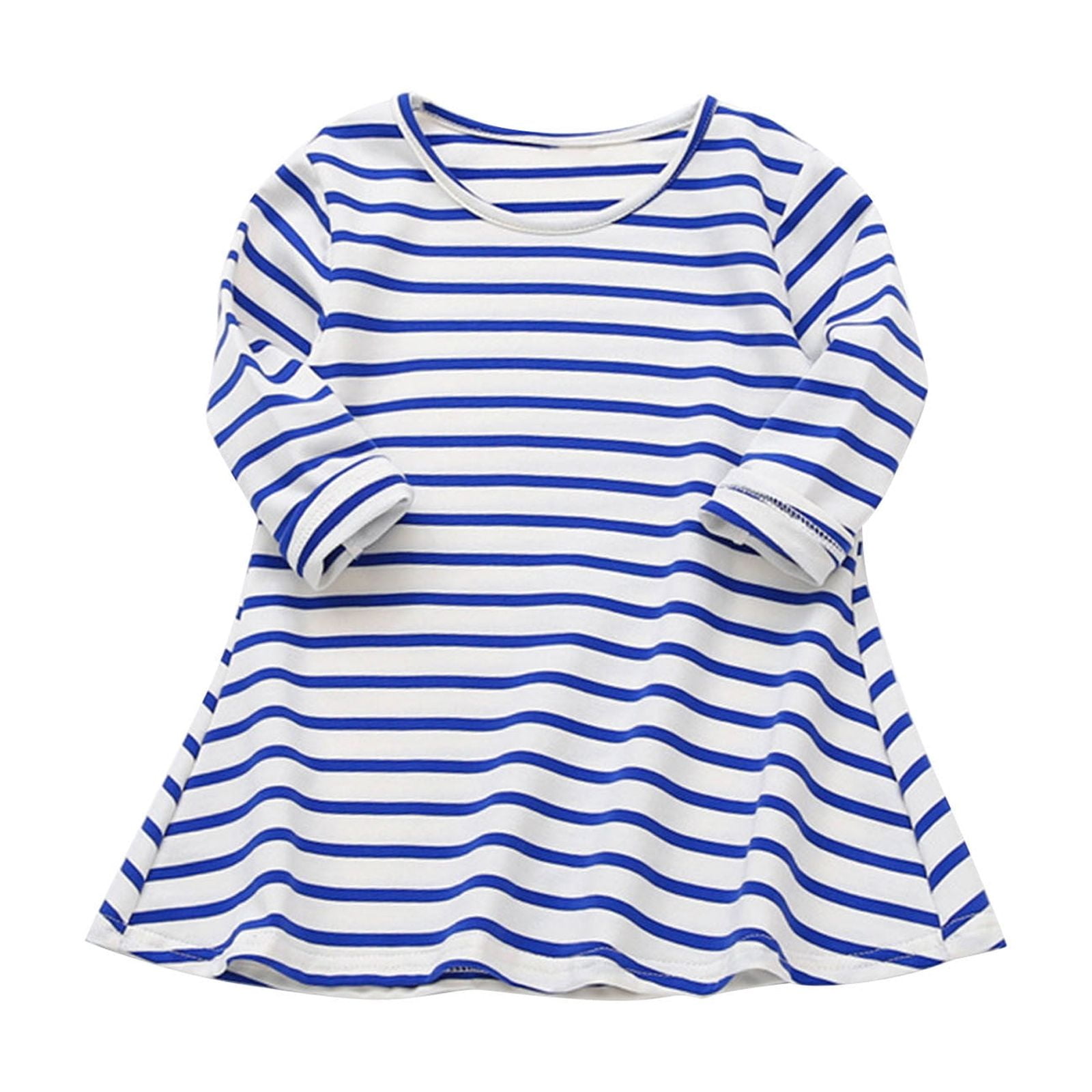 breaise Girls Long Sleeve T-Shirt Dresses Kids Stripe A-Line Twirly ...