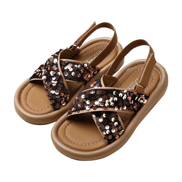 breaise Girls Sandals Open Toe Cute Flats Dress Sandals Cross Strappy ...