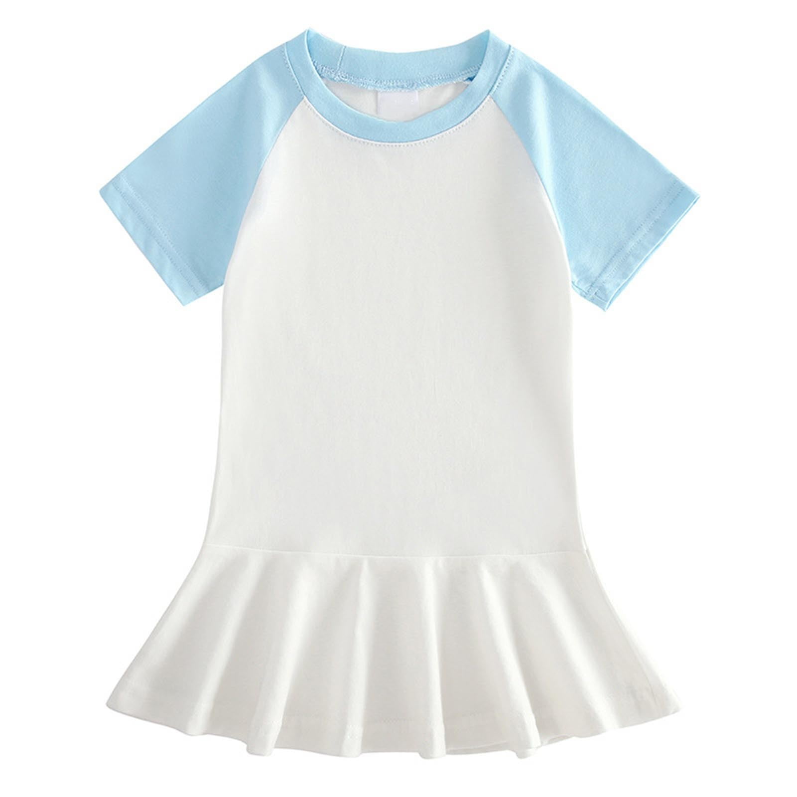 breaise Girls Short Sleeve Dress Cotton Casual Pleated Dresses Baby ...