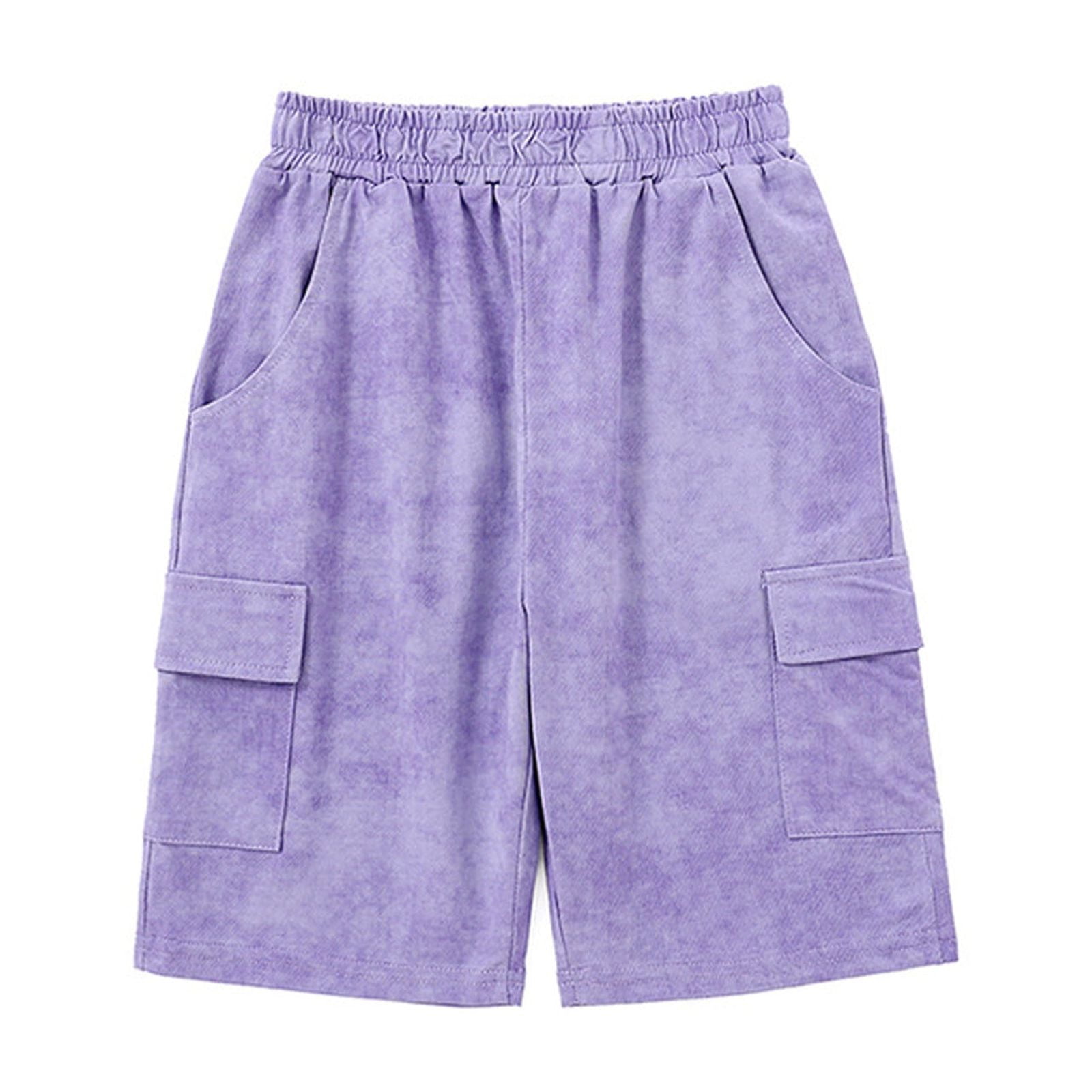 breaise Girls Shorts Elastic Waist Wide Leg Knee Length Shorts for Kids ...