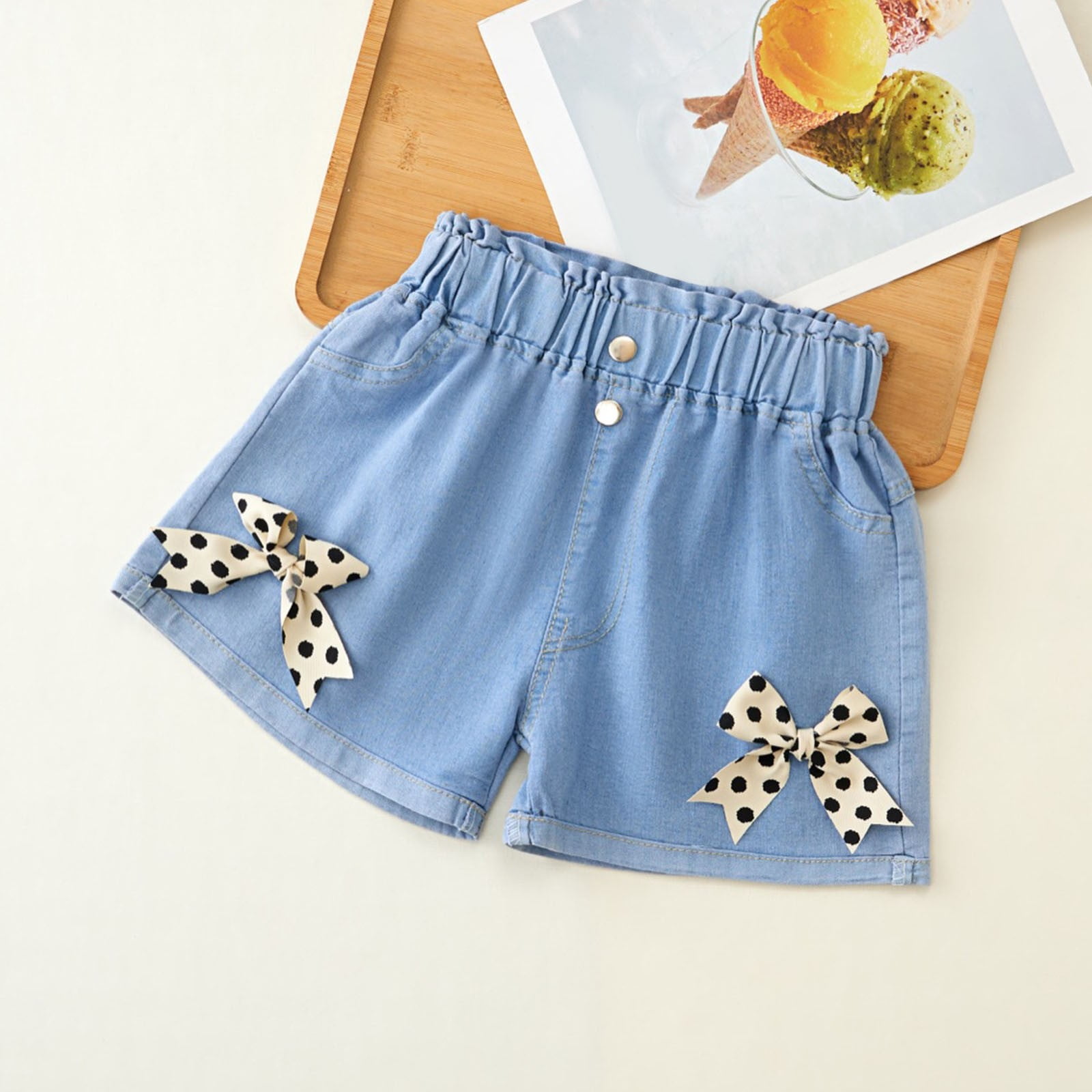 breaise Girls Summer Jean Shorts Elastic Waist Denim Shorts for Teen ...