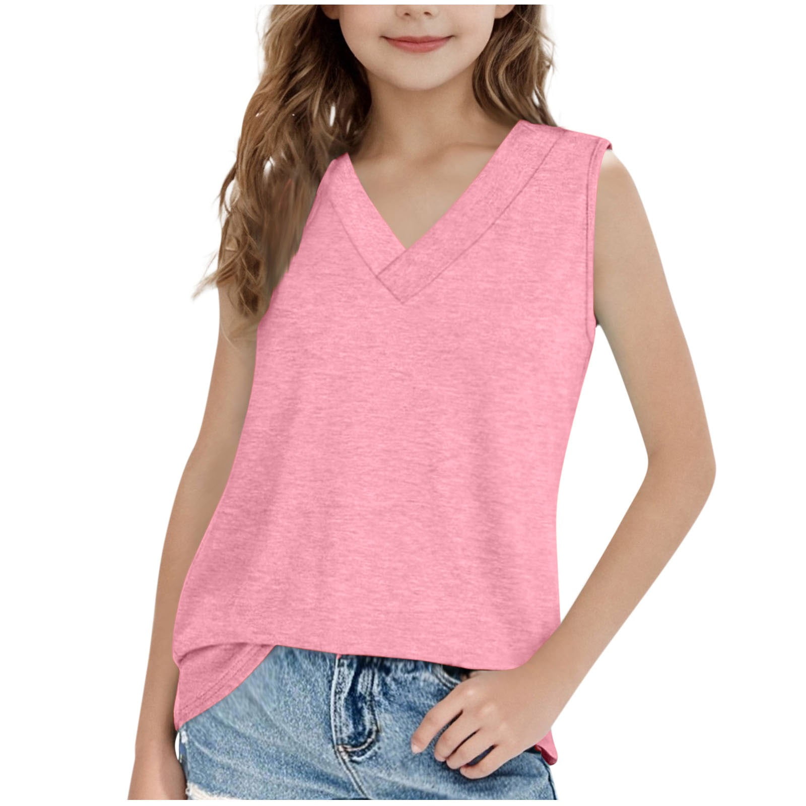 breaise Girls Tank Top Summer 2025 Casual V Neck Sleeveless Tee Shirt ...