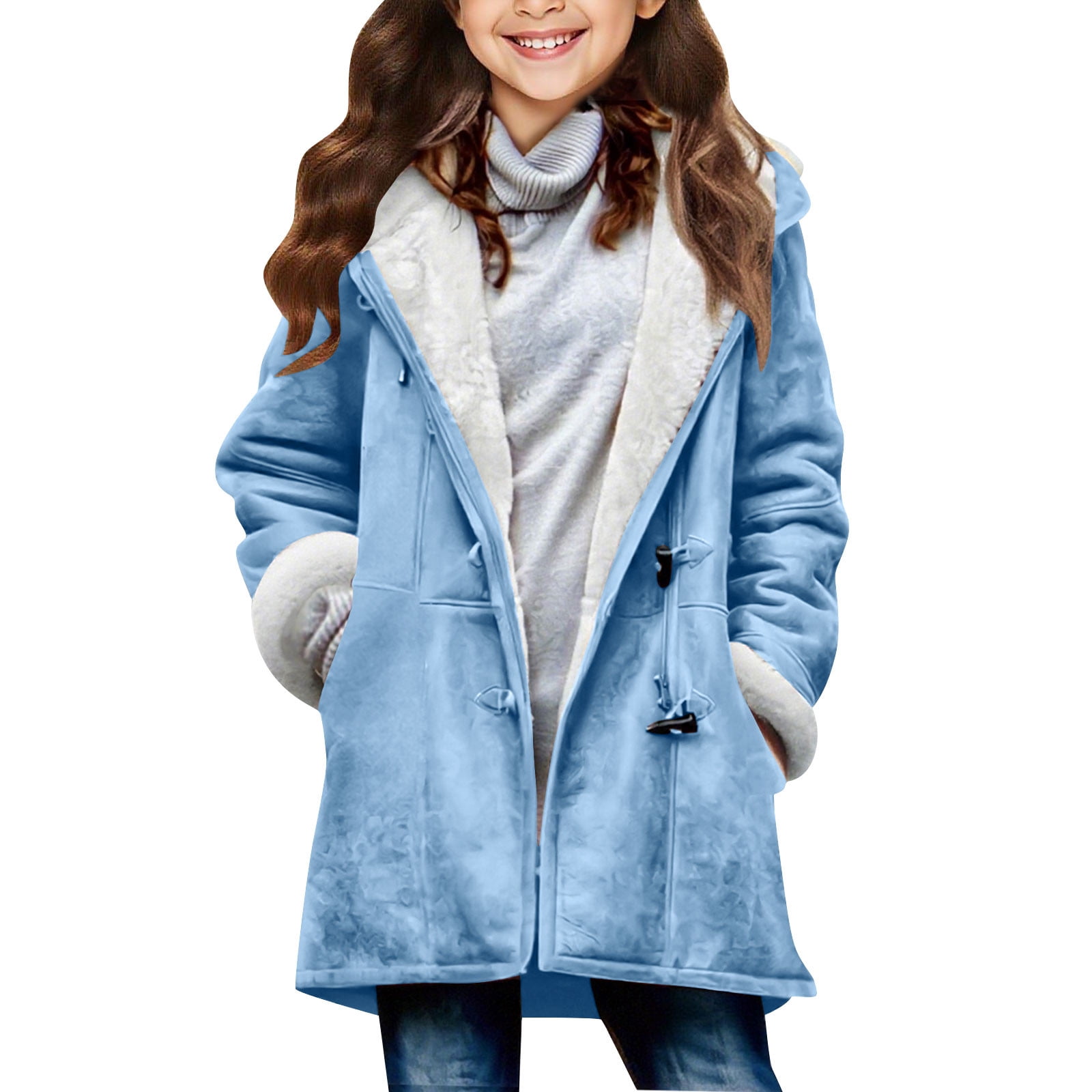breaise Girls Winter Coats Fuzzy Fleece Lined Jacket Faux Suede Coat ...