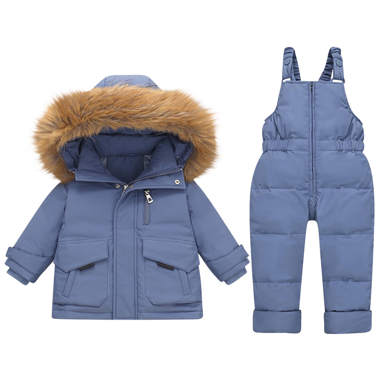 breaise Kids 2-Piece Snowsuit Set, Girls Boys Waterproof Outdoor Ski Suit Winter Hooded Puffer ...