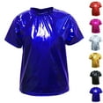 breaise Kids Boys Girls Metallic Shiny T-Shirt Hip Hop Dance Tops Short Sleeves Loose T-Shirt ...