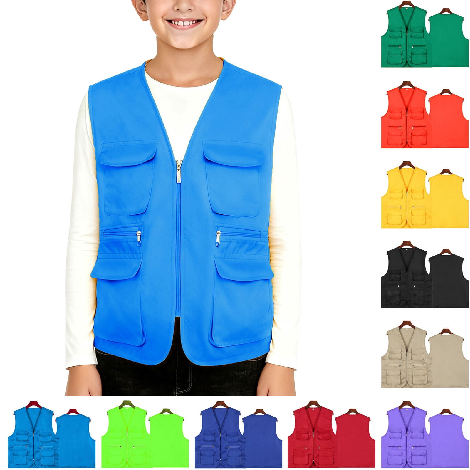 breaise Kids Cargo Safety Vest Boys Girls Volunteer Travel Multi-pocket ...