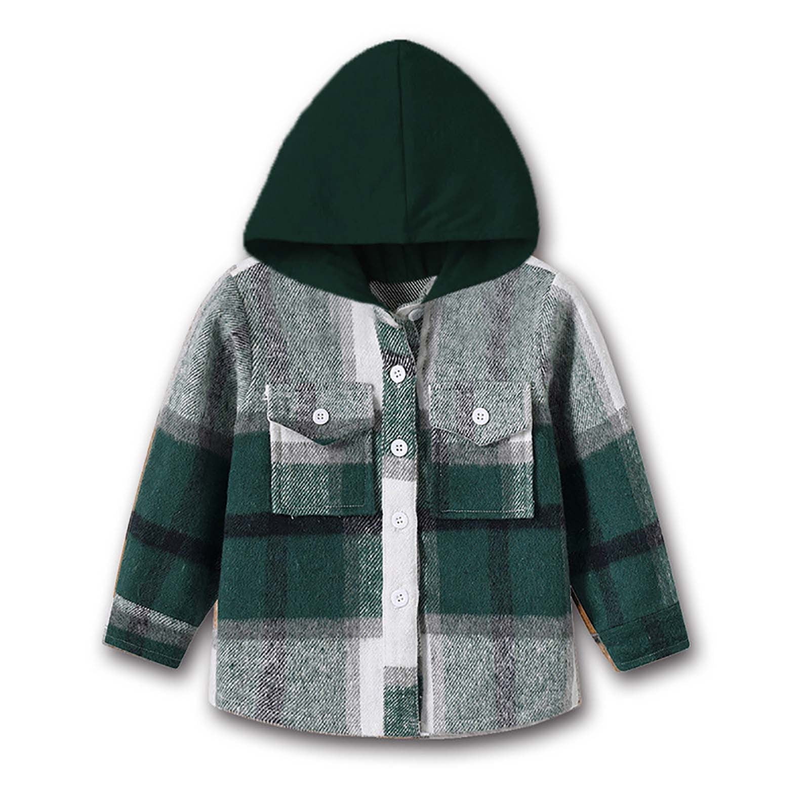 breaise Boys Plaid Hoodie Boy Girl Flannel Shirts Toddler Plaid Shacket ...