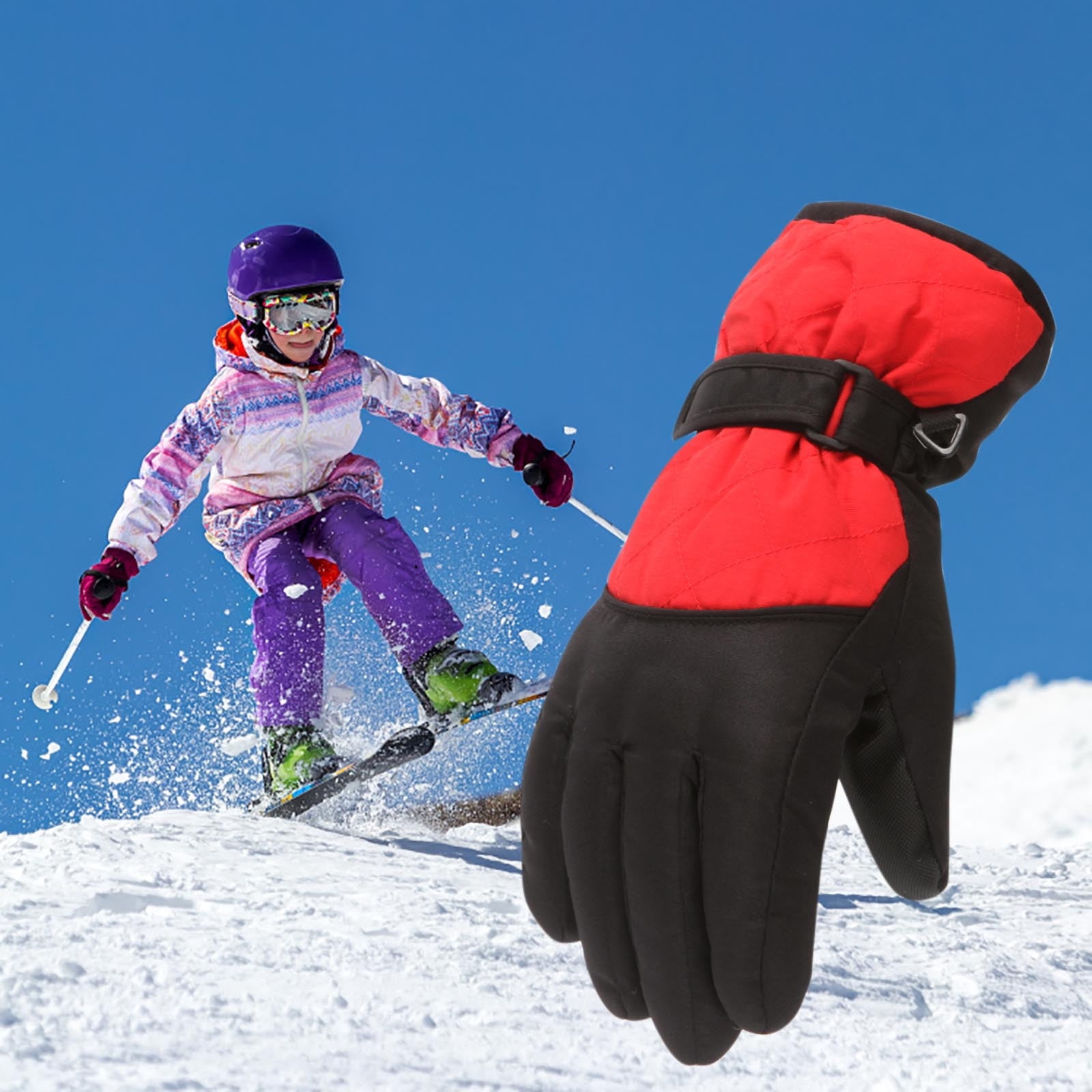 breaise Kids Ski Snow Gloves Winter Cold Weather Windproof Warm ...