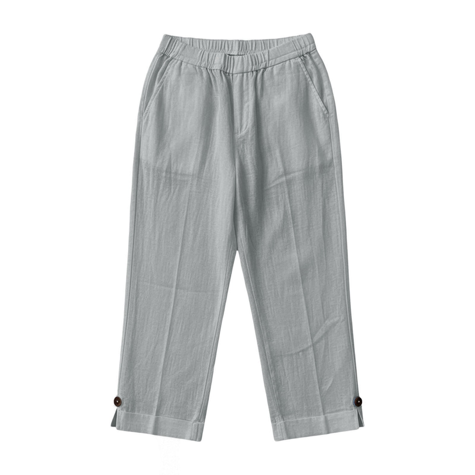breaise Linen Capri Pants for Girls Bermuda Shorts High Waisted Wide ...