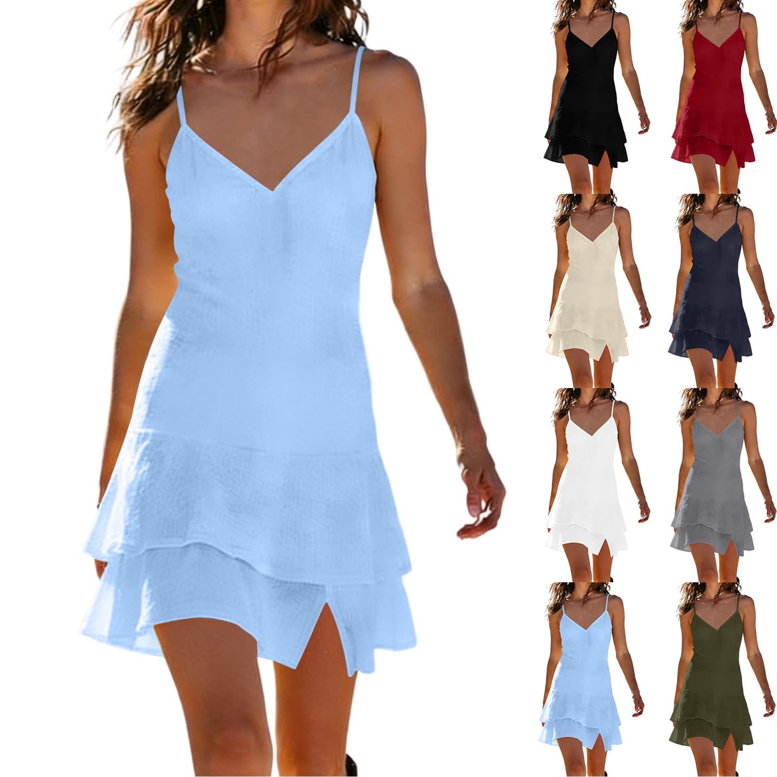 breaise Linen Dresses for Women 2026 Spaghetti Strap Mini Dress Casual ...