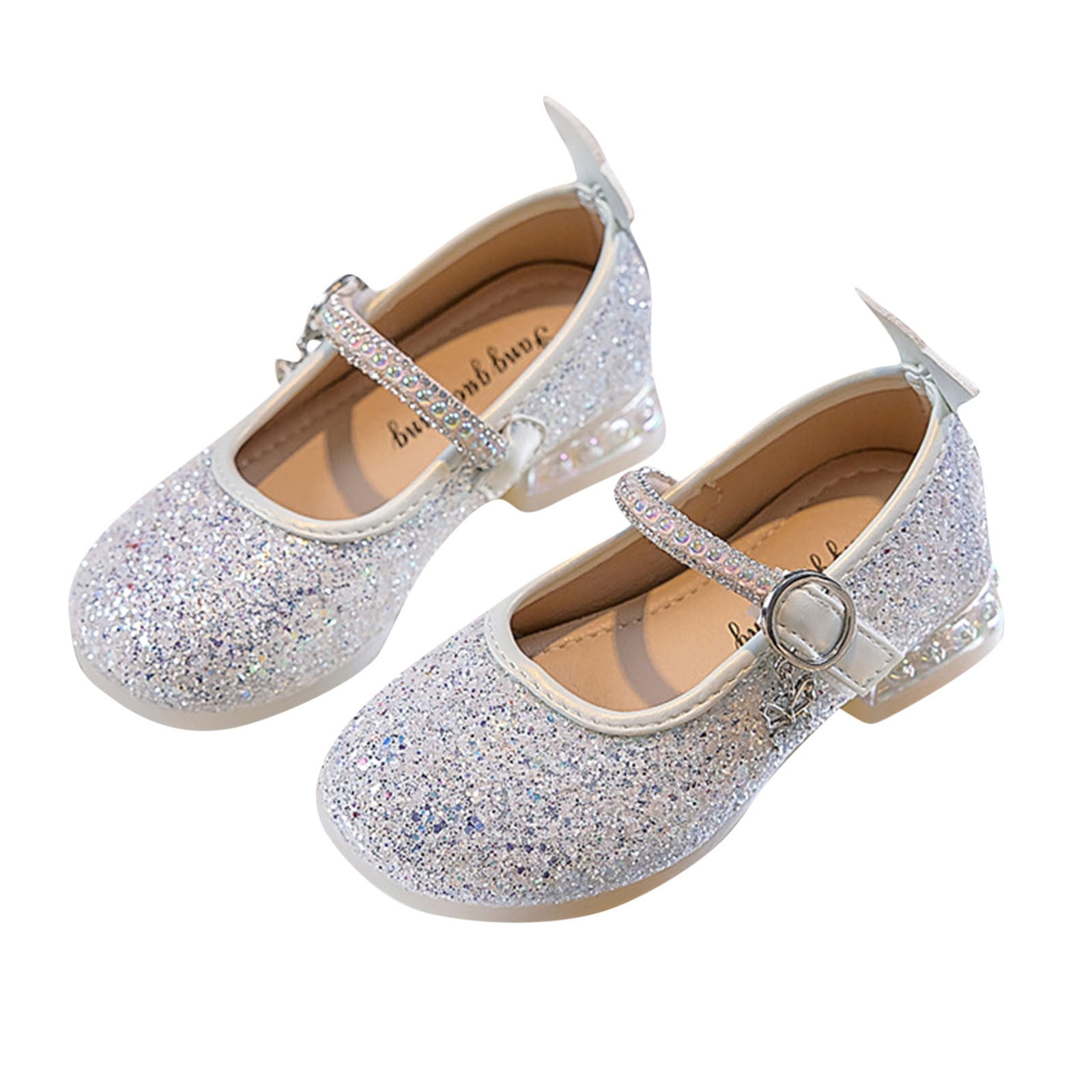 breaise Little Kids Girls Dress Pumps Glitter Sequins Princess Low Heels Princess Dress Shoes ...