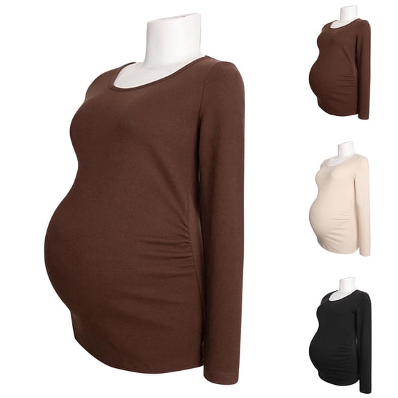 breaise Maternity Crewneck Long Sleeve Shirts Casual Pregnancy Athletic ...