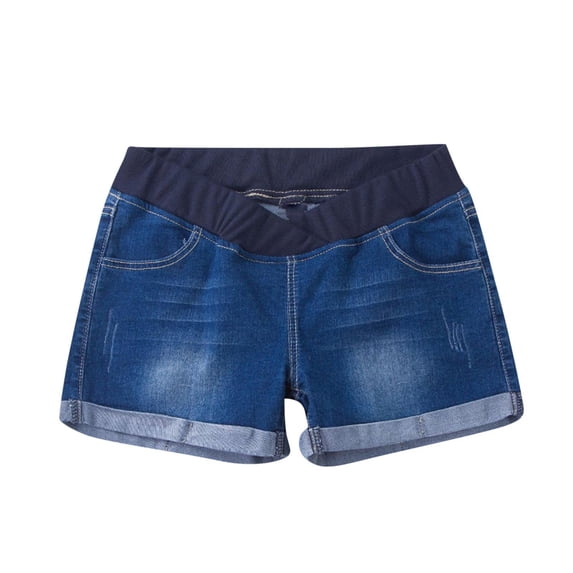 breaise Maternity Jean Shorts for Women V-Shape Low Waist Ripped Shorts ...