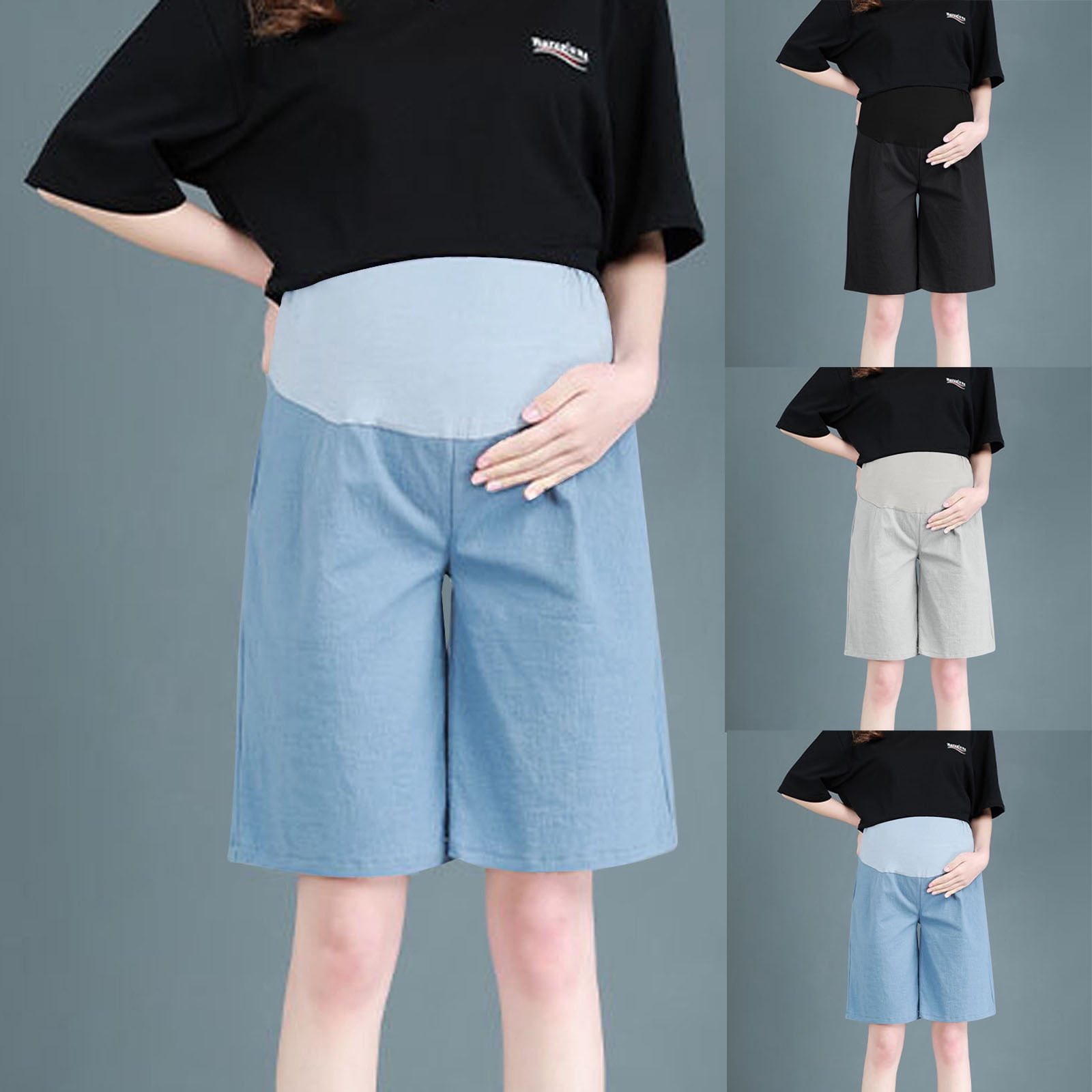 breaise Maternity Shorts for Women Over The Belly Stretchy Short Summer ...