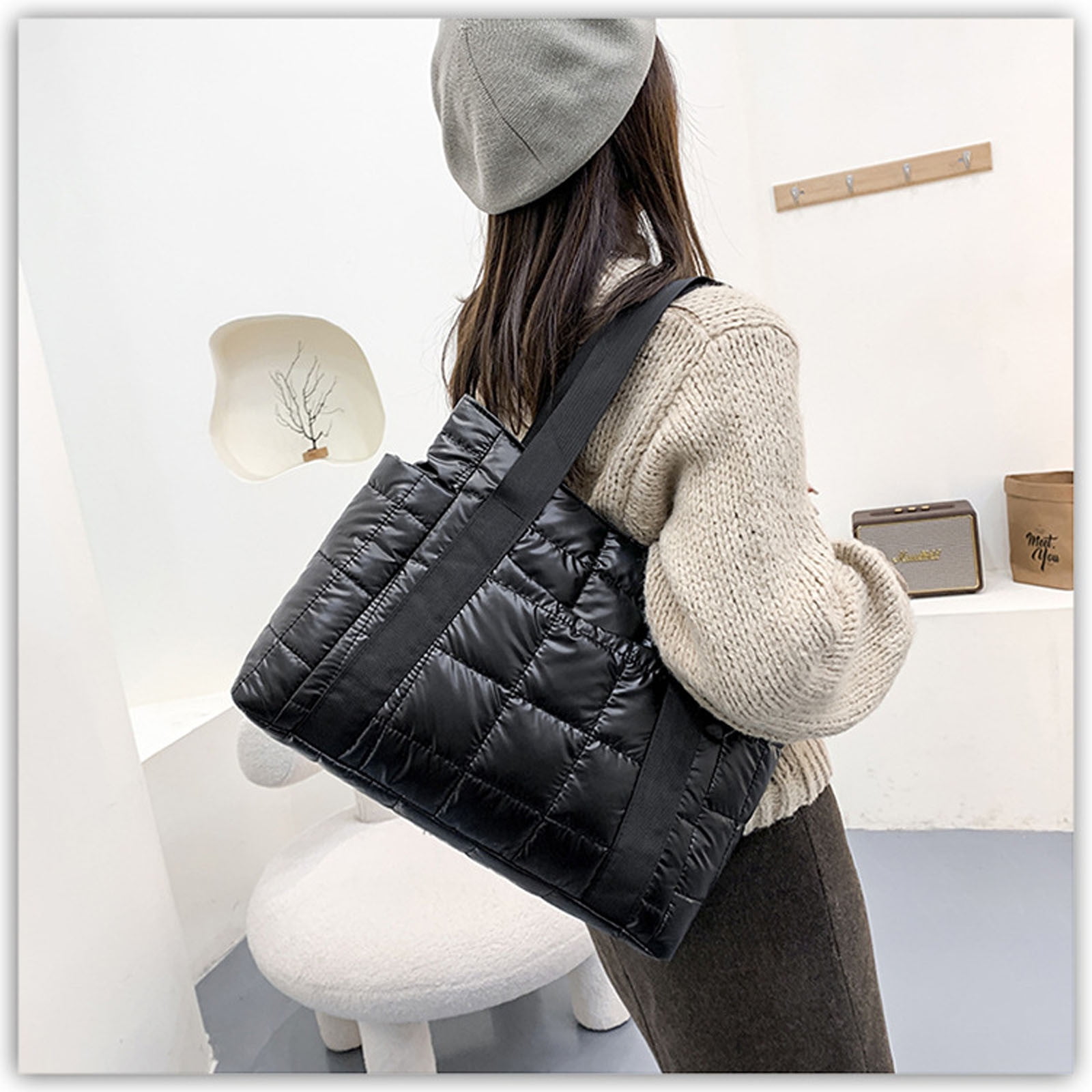 breaise Puffer Bags for Women, Puffy Quilted bags with Zipper,Tote bags ...