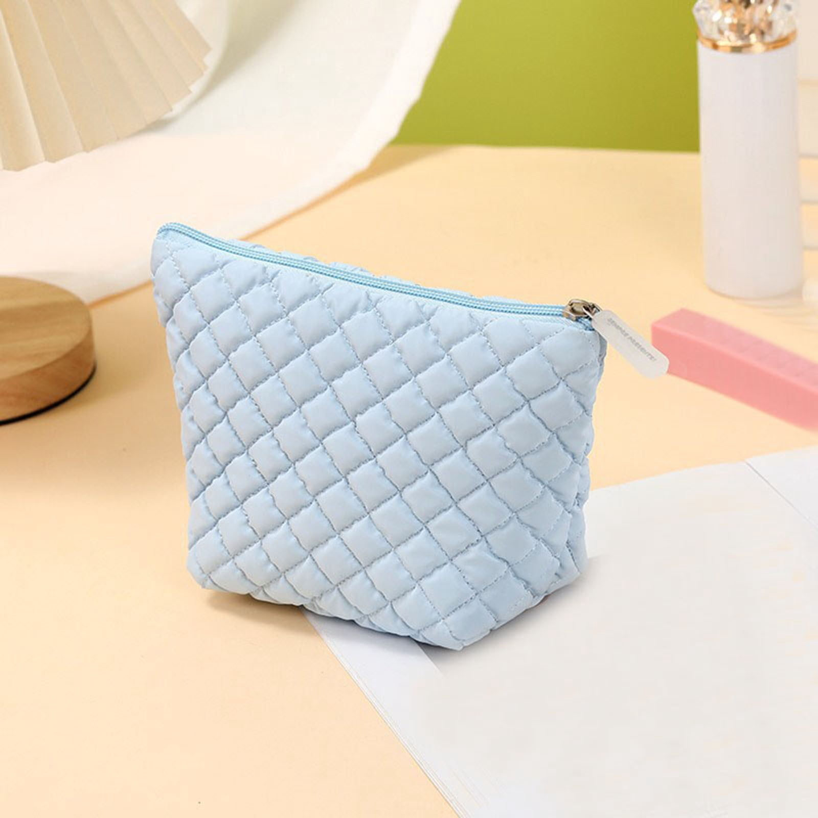breaise Puffer Quilted Makeup Bag with Handle, Cute Puffy Cotton ...