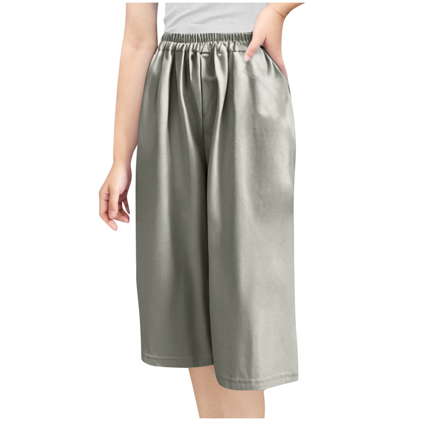 breaise Summer Girls Casual Capri Pants Baggy Lounge Wide Leg Pants ...
