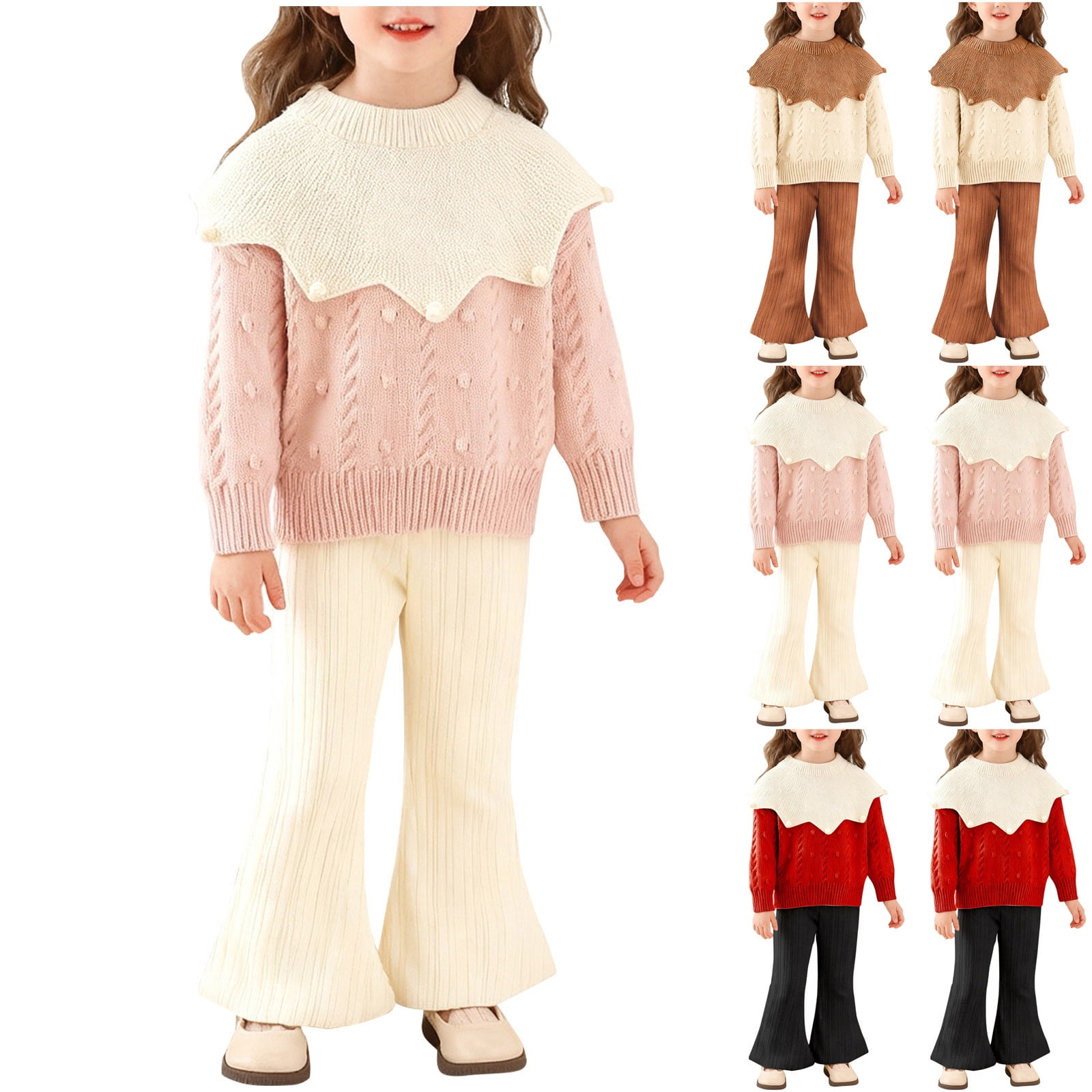 breaise Toddler Girl Clothes Kids Outfits Long Sleeve Ribbed Sweater ...