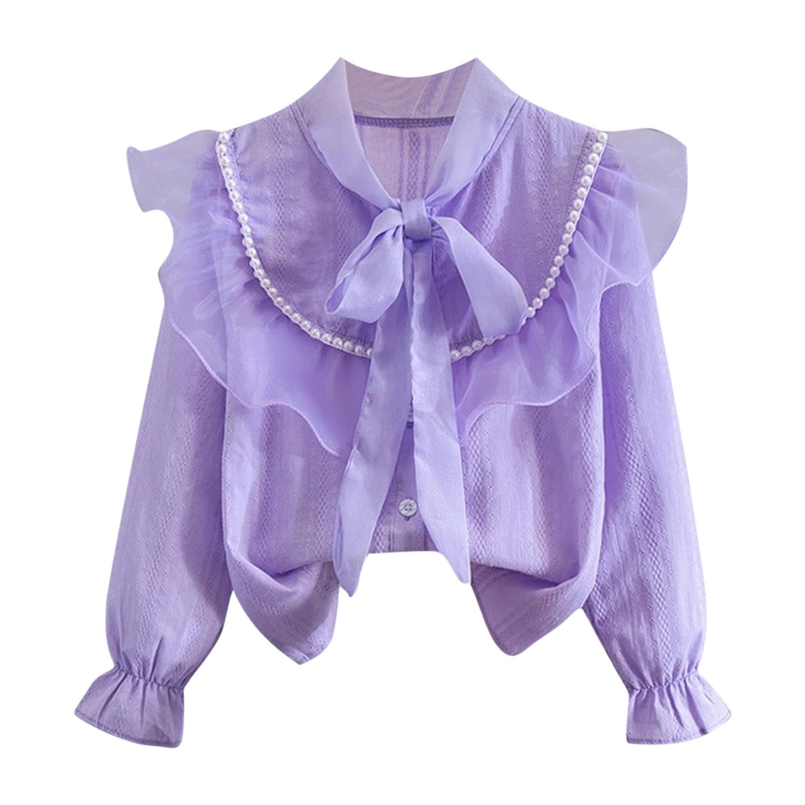 breaise Toddler Girls Dress Shirt Cute Ruffled Long Sleeve Tshirt ...