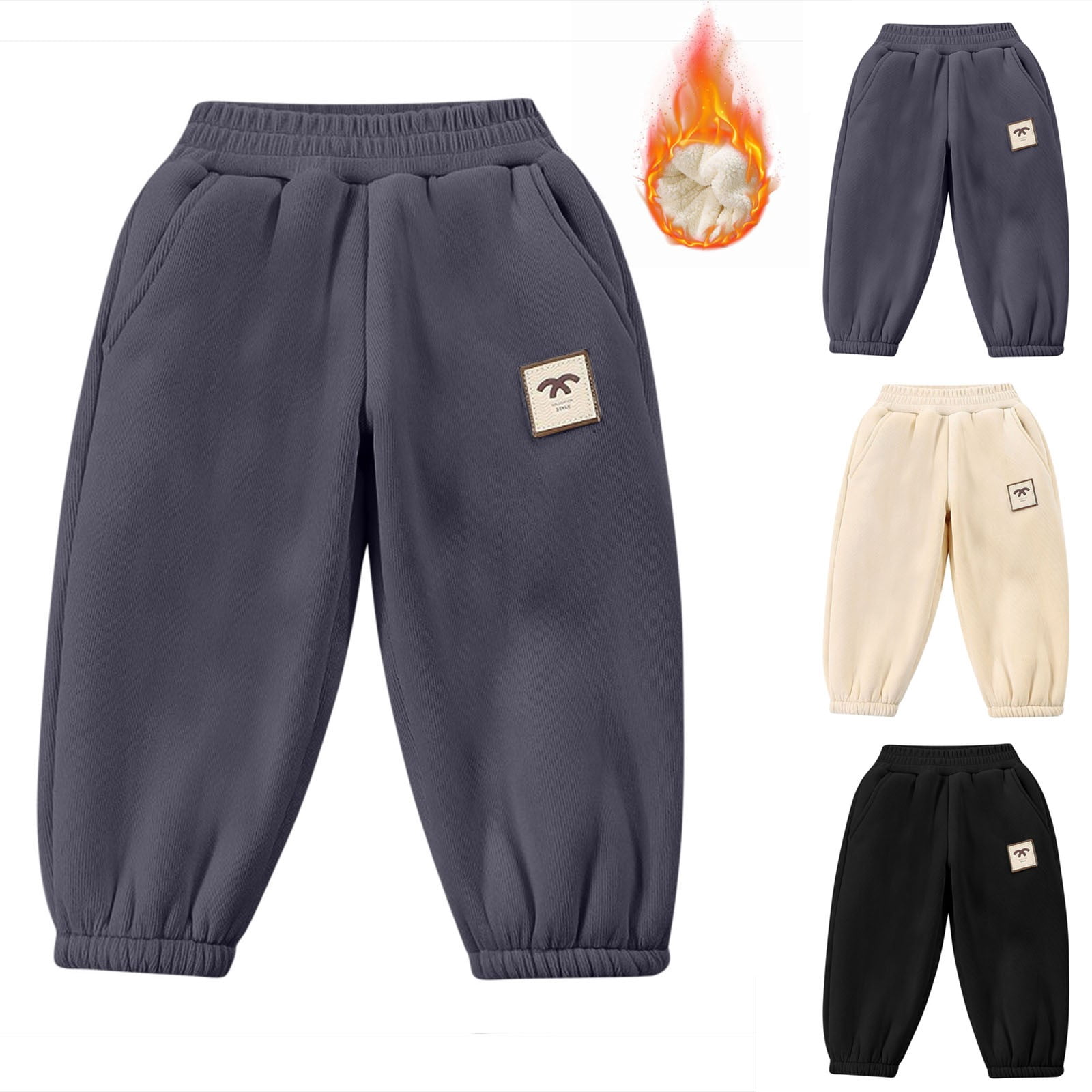 breaise Toddler Kids Winter Jogger Pants Cotton Fleece Lined Thick ...