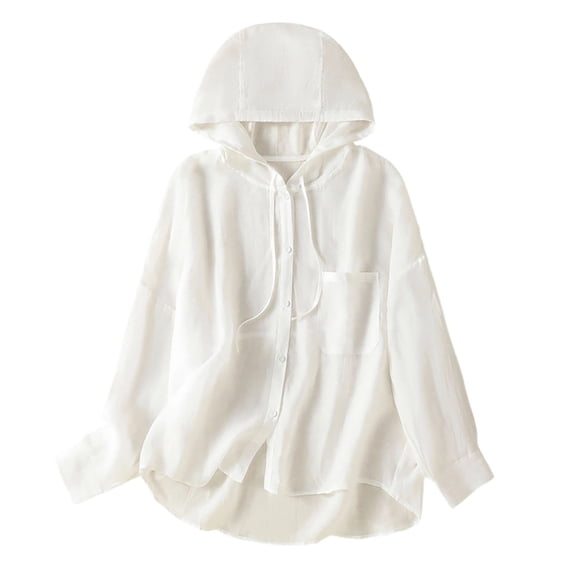 breaise UPF 50+ Sun Protection Tops Womens Cotton Linen Hooded Long ...